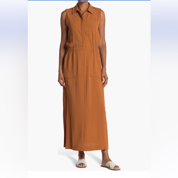 Calvin Klein | Dresses | Calvin Klein Sleeveless Rust Orange Maxi Dress ...